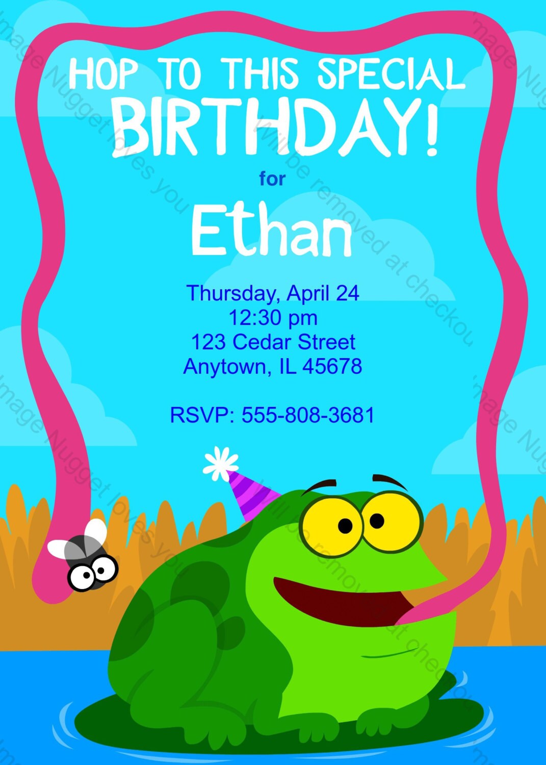 Frog Party Invitation Printable Birthday Invite for a Frog Birthday ...