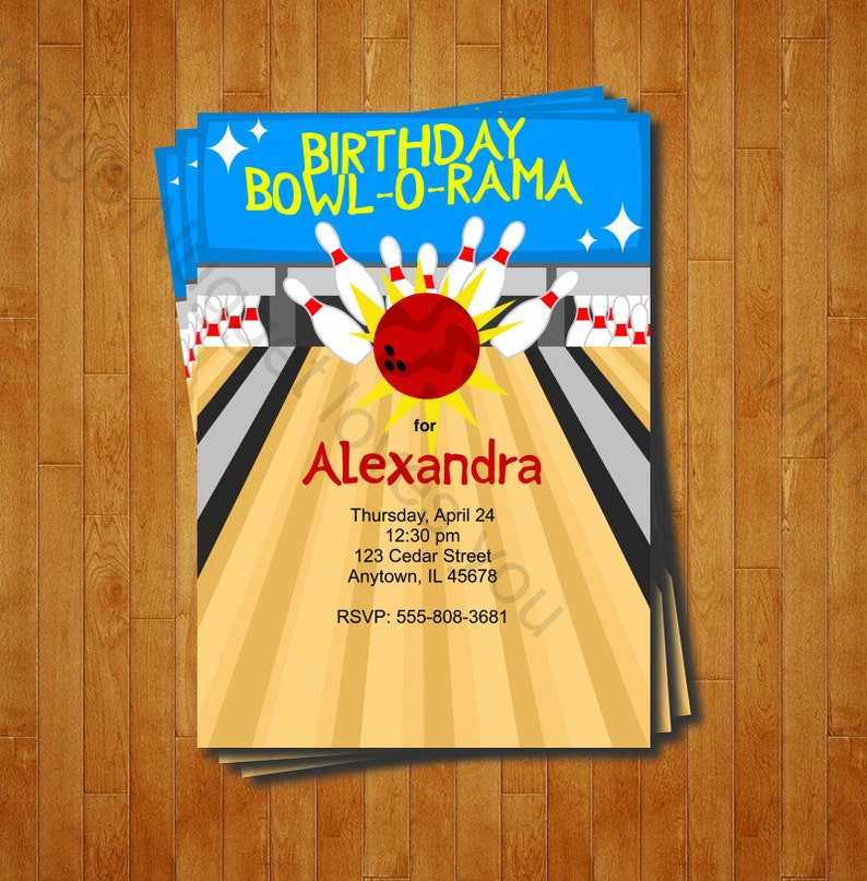 Bowling Birthday Invitation - PRINTABLE Design, Customizable, Instant ...