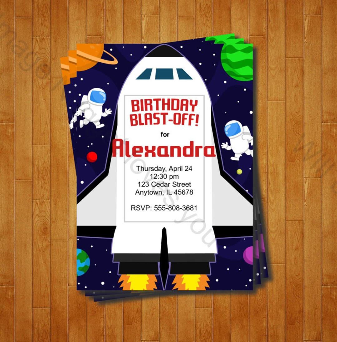 Space Shuttle Party Invitation - Printable Birthday Invite for an ...