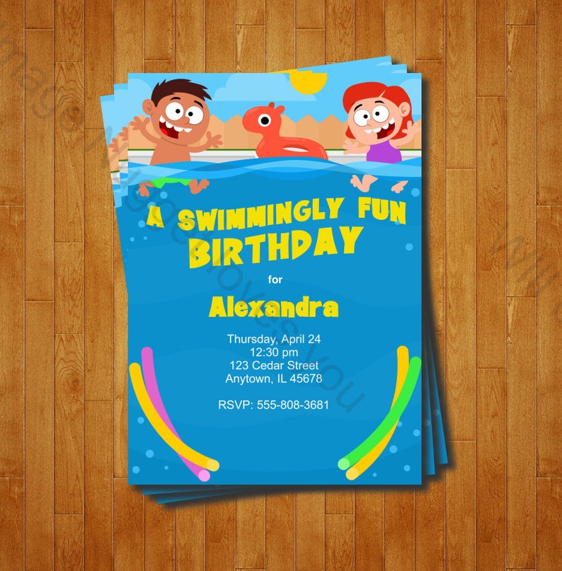 Swimming Party Invitation - Printable Birthday Invite for a Summer Pool ...