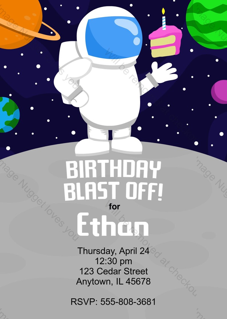 Astronaut Birthday Invitation - Printable Design, Customizable, Instant ...