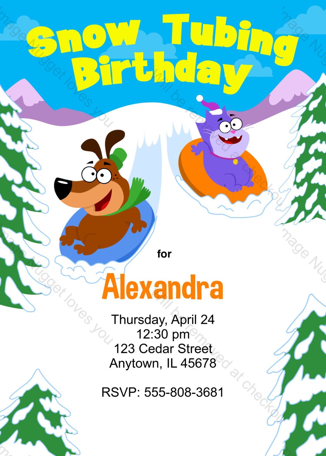 Snow Tubing Birthday Party Invitation - PRINTABLE Birthday Invite ...