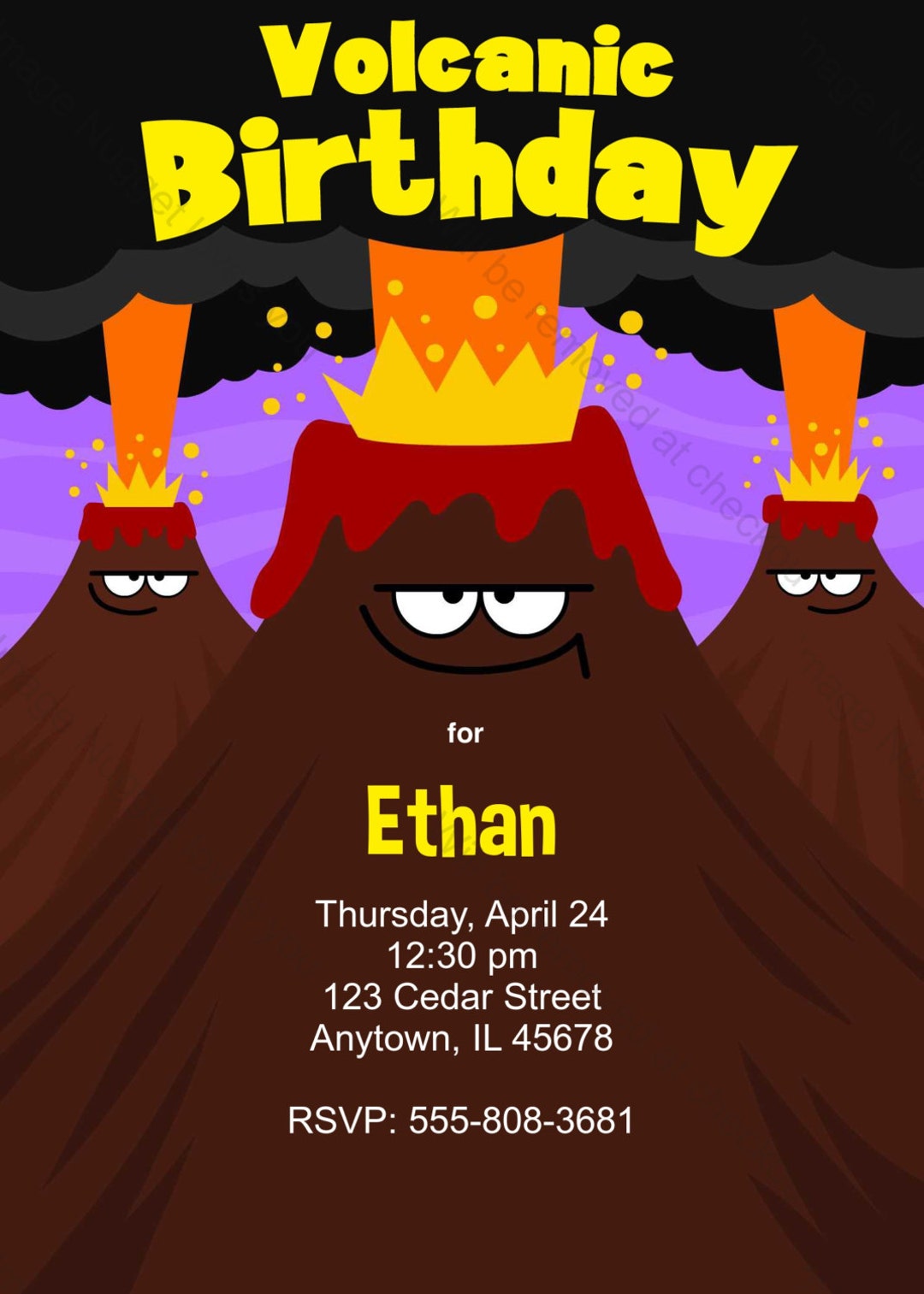 Volcano Birthday Invitation - Printable Design, Customizable, Instant ...