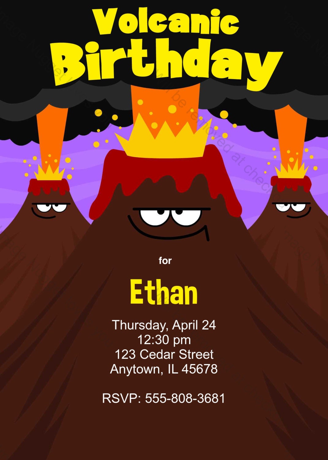 Volcano Birthday Invitation - Printable Design, Customizable, Instant ...