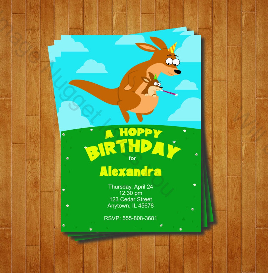 Kangaroo Party Invitation - Printable Birthday Invite for an Australian ...