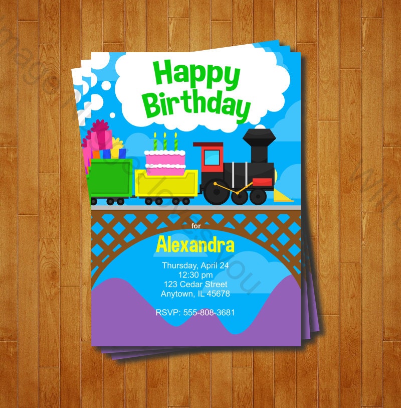 Steam Train Birthday Invitation - Printable Design, Customizable ...
