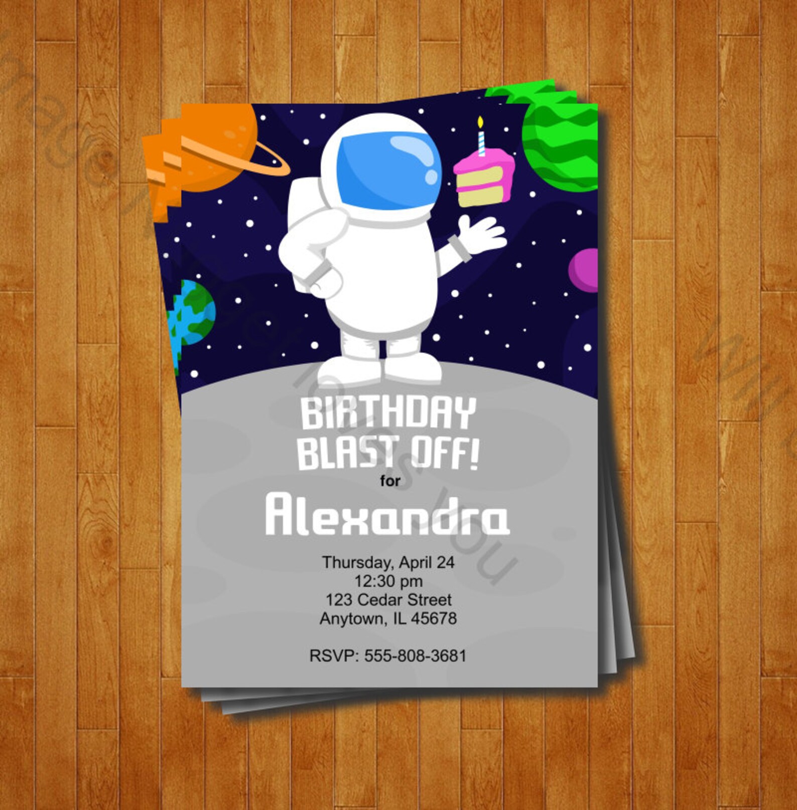 Astronaut Birthday Invitation - Printable Design, Customizable, Instant ...