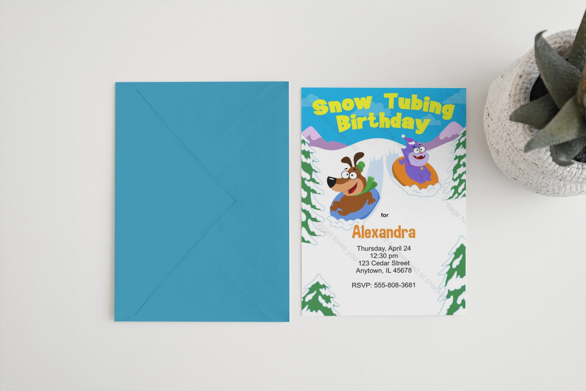 Snow Tubing Birthday Party Invitation - PRINTABLE Birthday Invite ...