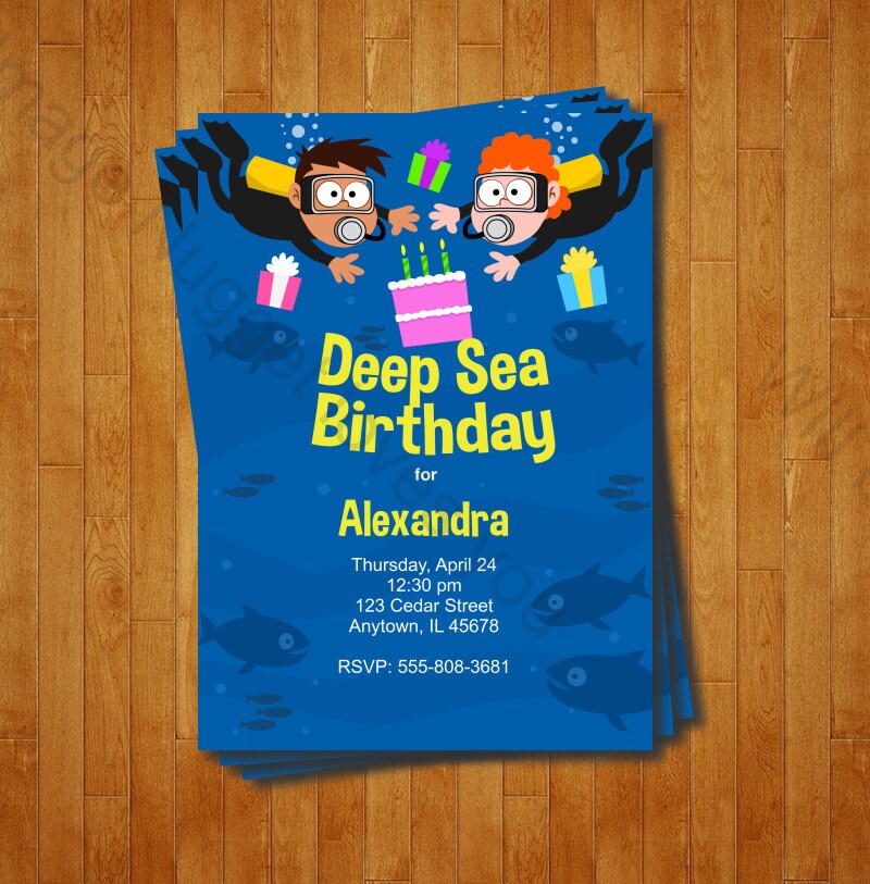 Scuba Diving Birthday Party Invitation - Printable Birthday Invite for ...