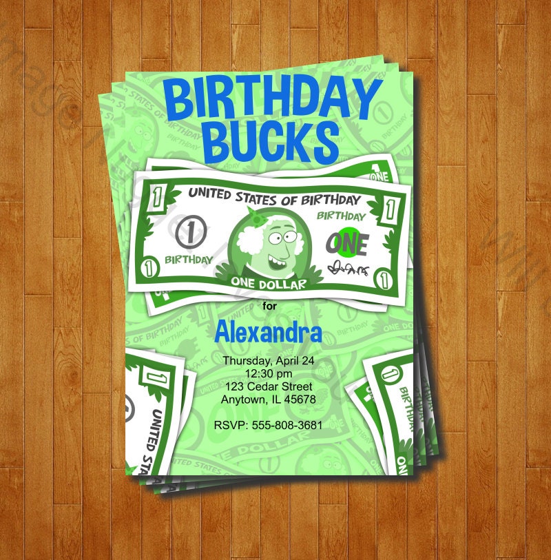 Dollar Bills Money Birthday Invitation - Printable Design, Customizable ...