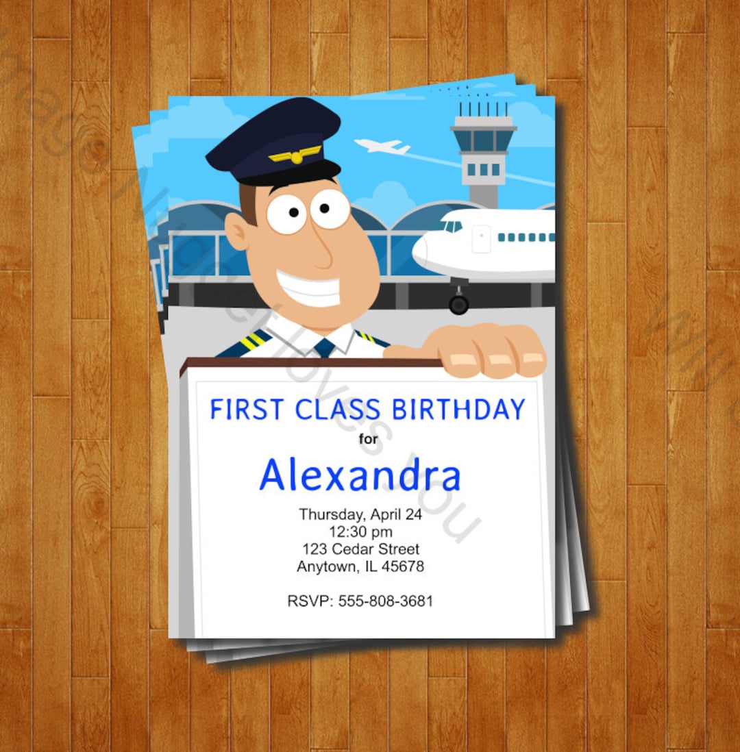 Airplane Pilot Party Invitation - Printable Birthday Invite for an ...
