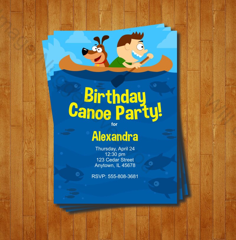 Canoe Birthday Invitation - Printable Design, Customizable, Instant ...