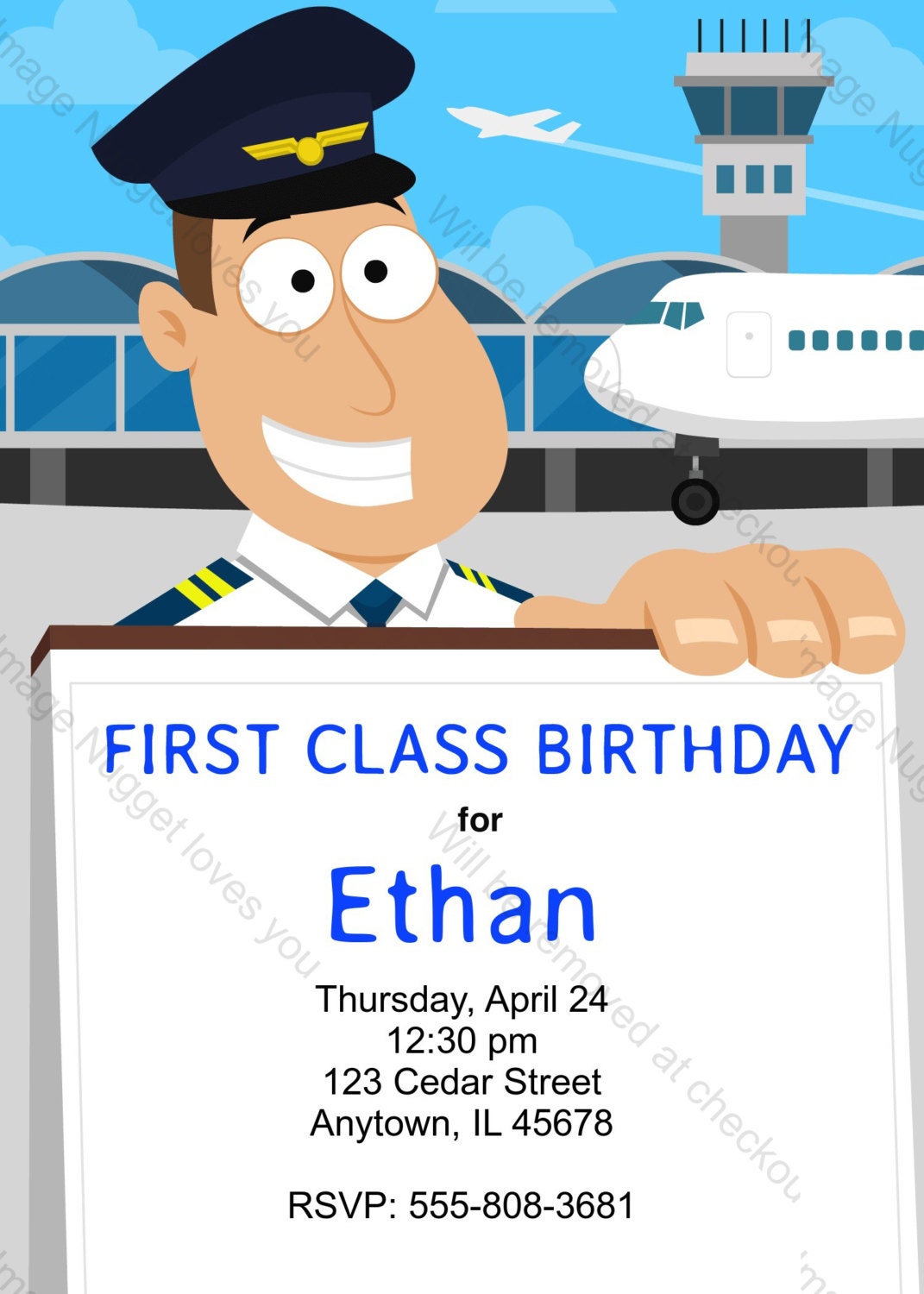 Airplane Pilot Birthday Invitation Printable Design | Etsy