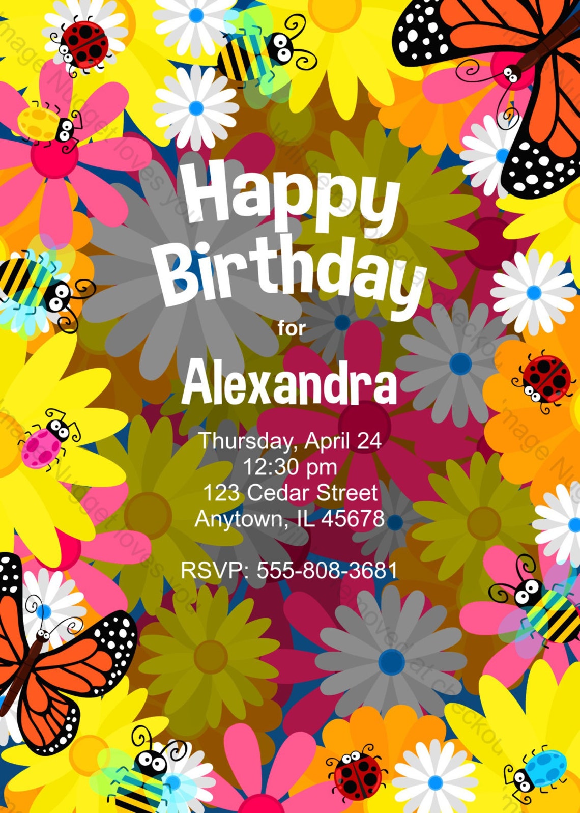 Flower Birthday Party Invitation - Printable Birthday Invite for a ...