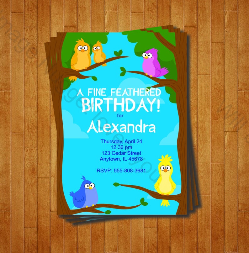 Birds Party Invitation - Printable Birthday Invite for a Bird Themed ...