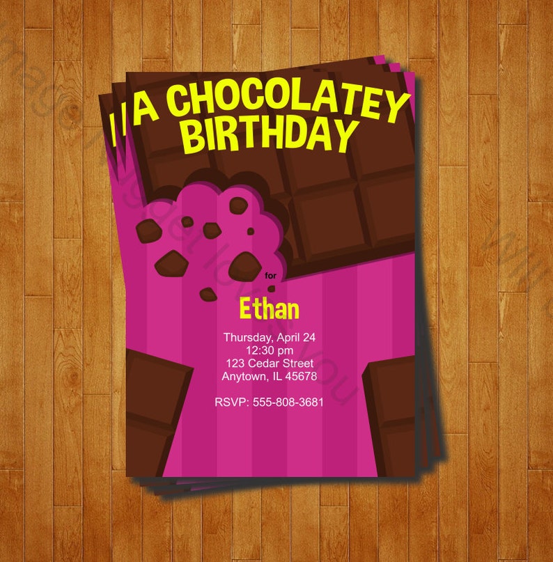 Chocolate Bar Birthday Invitation - Printable Design, Customizable ...