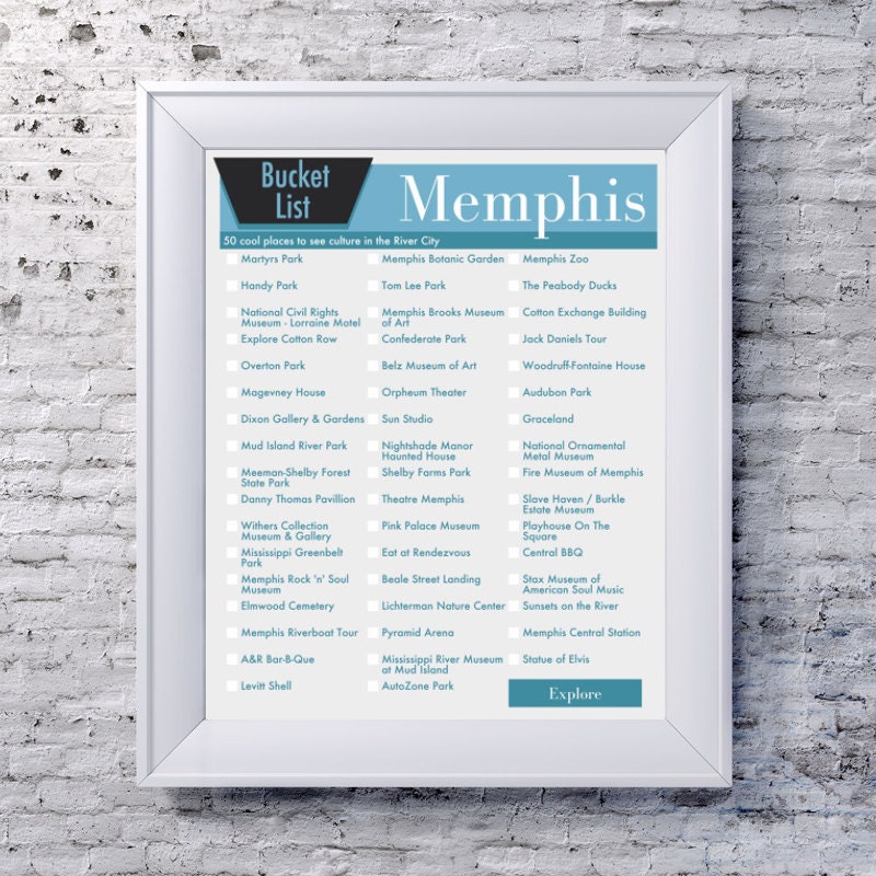 Bucket List Memphis Tennessee Bucket List in Your Choice of COLOR Wall ...