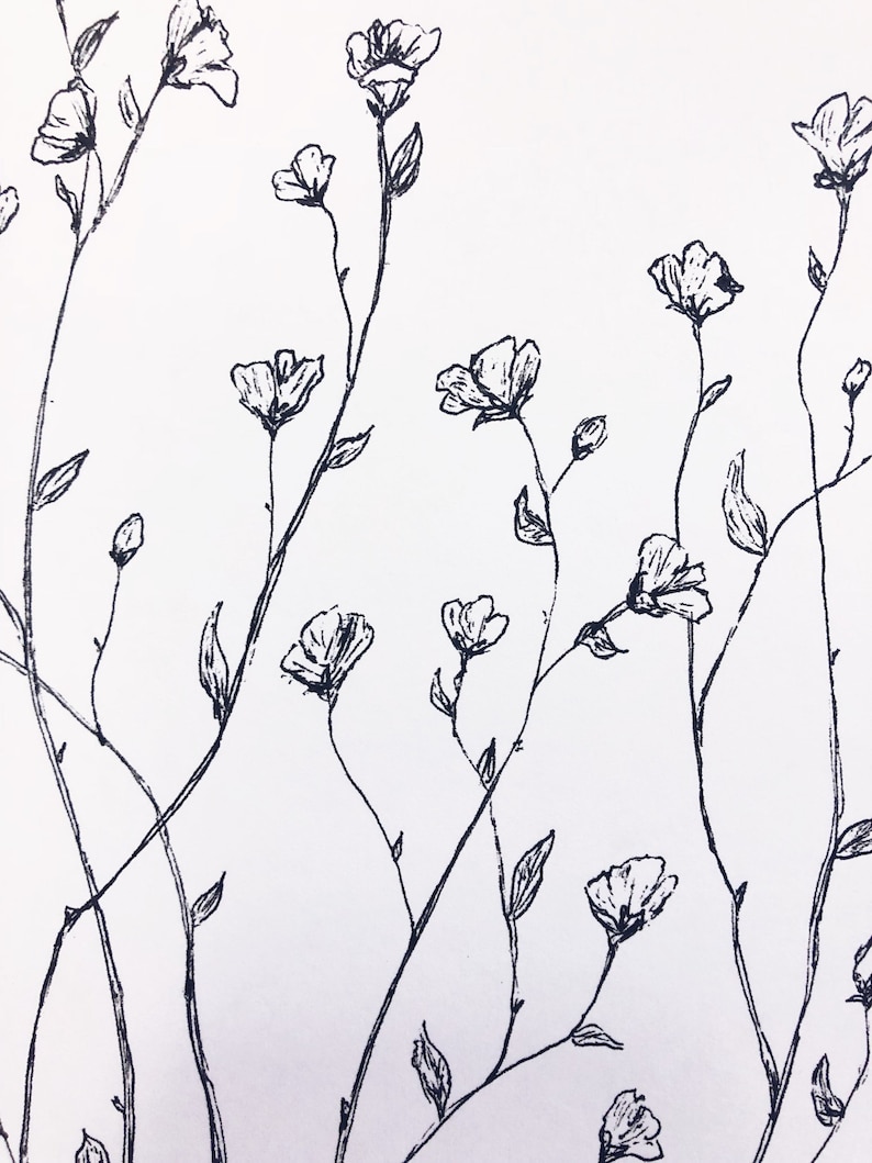 Dainty Floral Print (ink Pen, Herbal, Botanical Sketch) - Etsy
