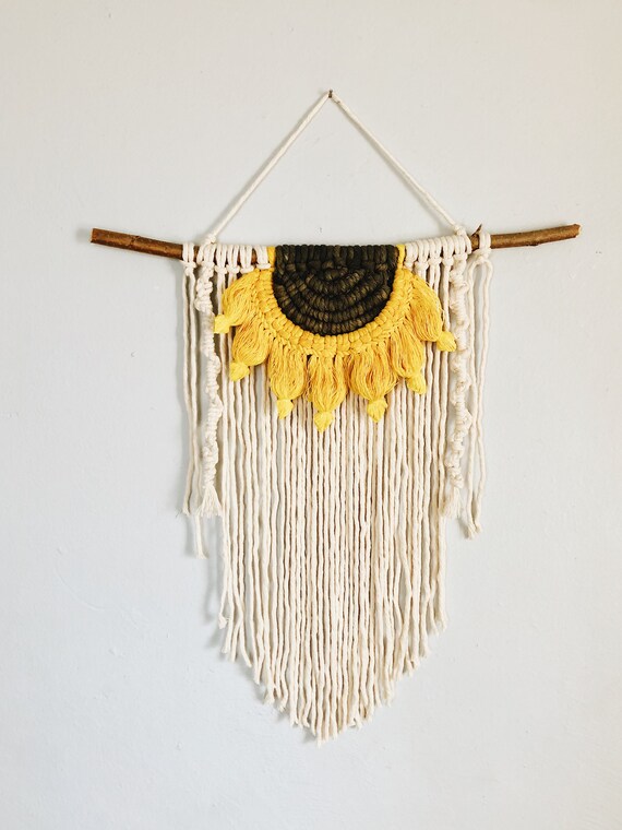 Sunflower Macrame Wall Hanging Original Designwall art | Etsy