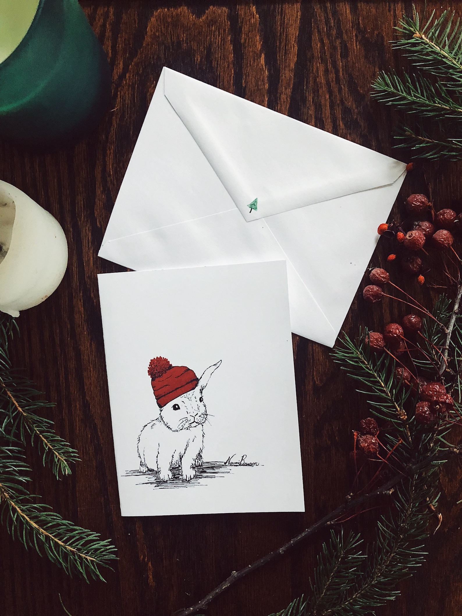 Baby Rabbit Cards handmadeoriginal Artbunnynaturered - Etsy