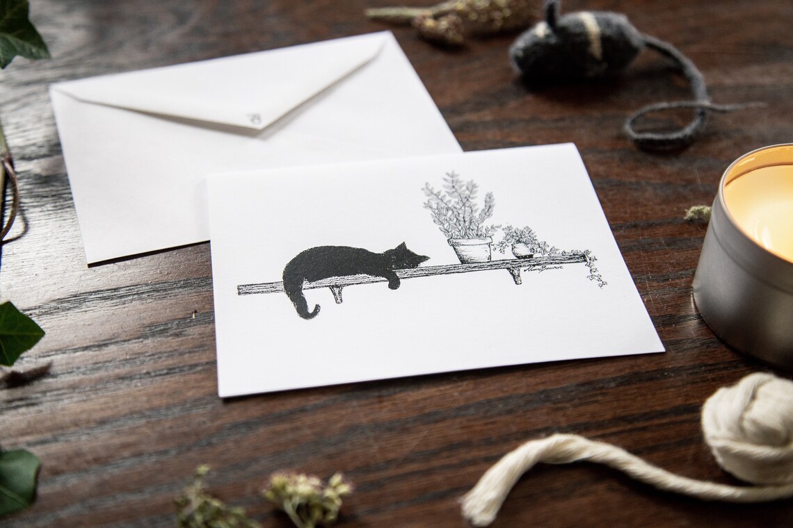 Cat Nap Cards handmadeoriginal Artivynatureplant ...