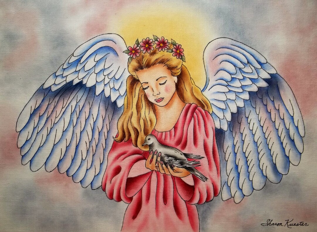 E PACKET Pen & Ink Oil Rouging - Angel Painting Pattern, Art Kit ...