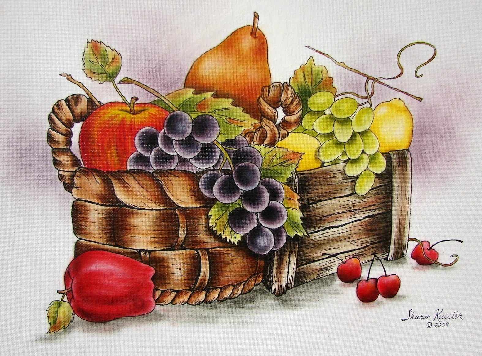 E PACKET Pen & Ink Oil Rouging - Fruit Painting Pattern, Art Kit ...