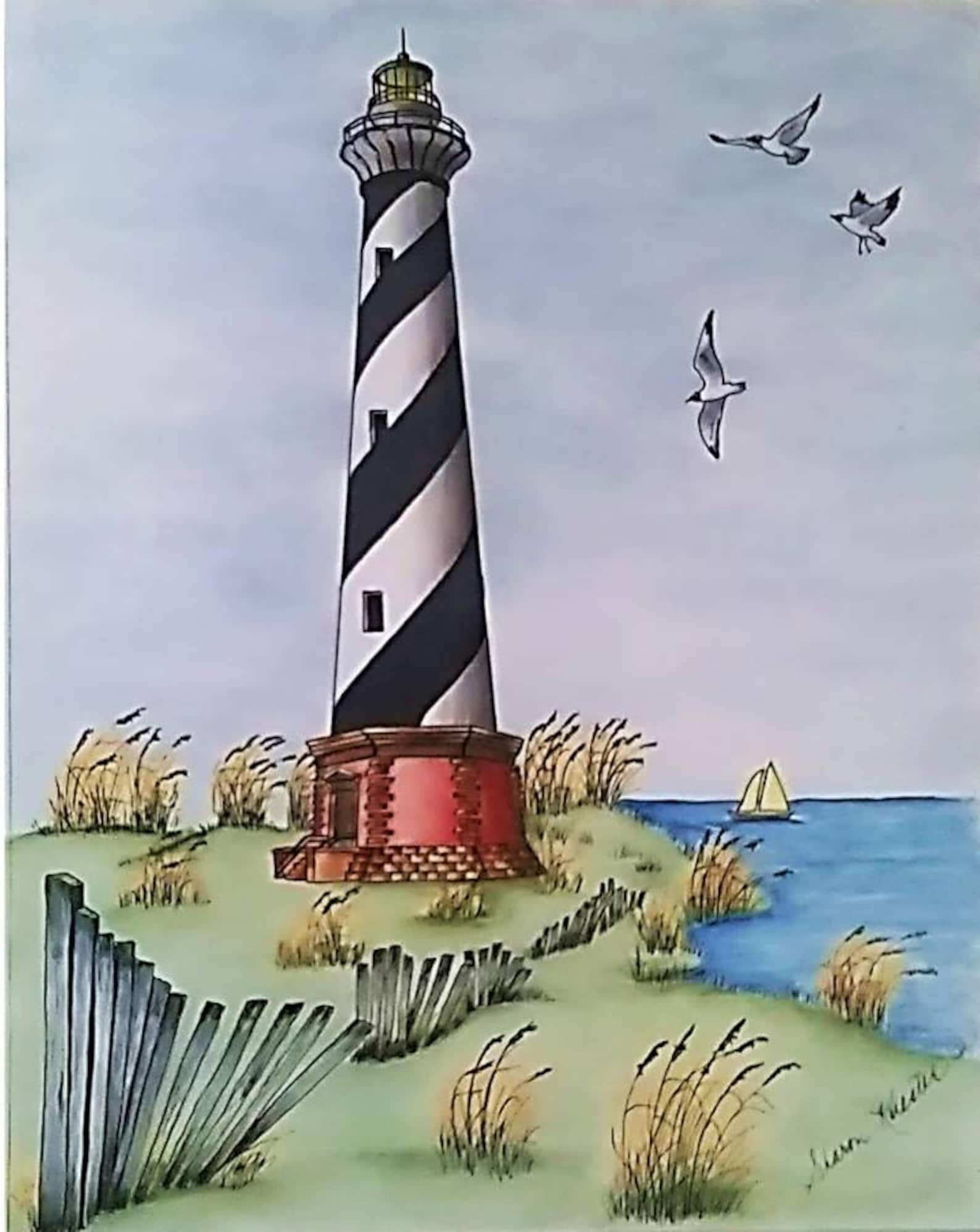 E PACKET Pen & Ink Oil Rouging - Cape Hatteras Lighthouse, Art Kit ...