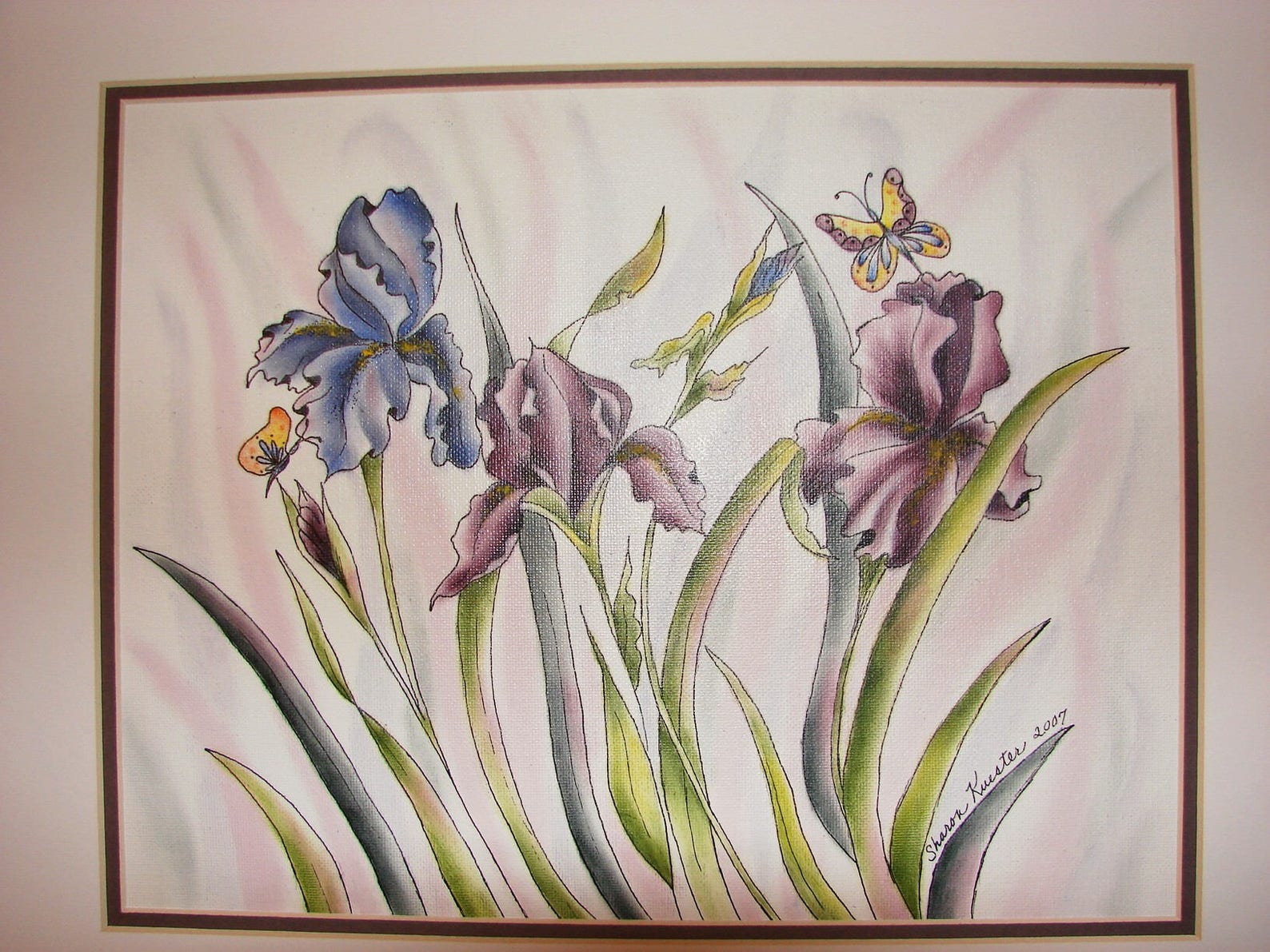 E PACKET Pen & Ink Oil Rouging - Iris Flower Painting Pattern, Art Kit ...