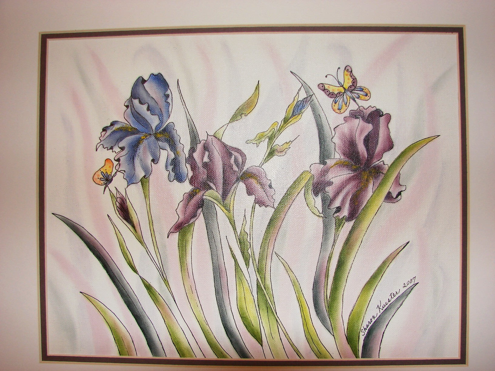 E PACKET Pen & Ink Oil Rouging - Iris Flower Painting Pattern, Art Kit ...