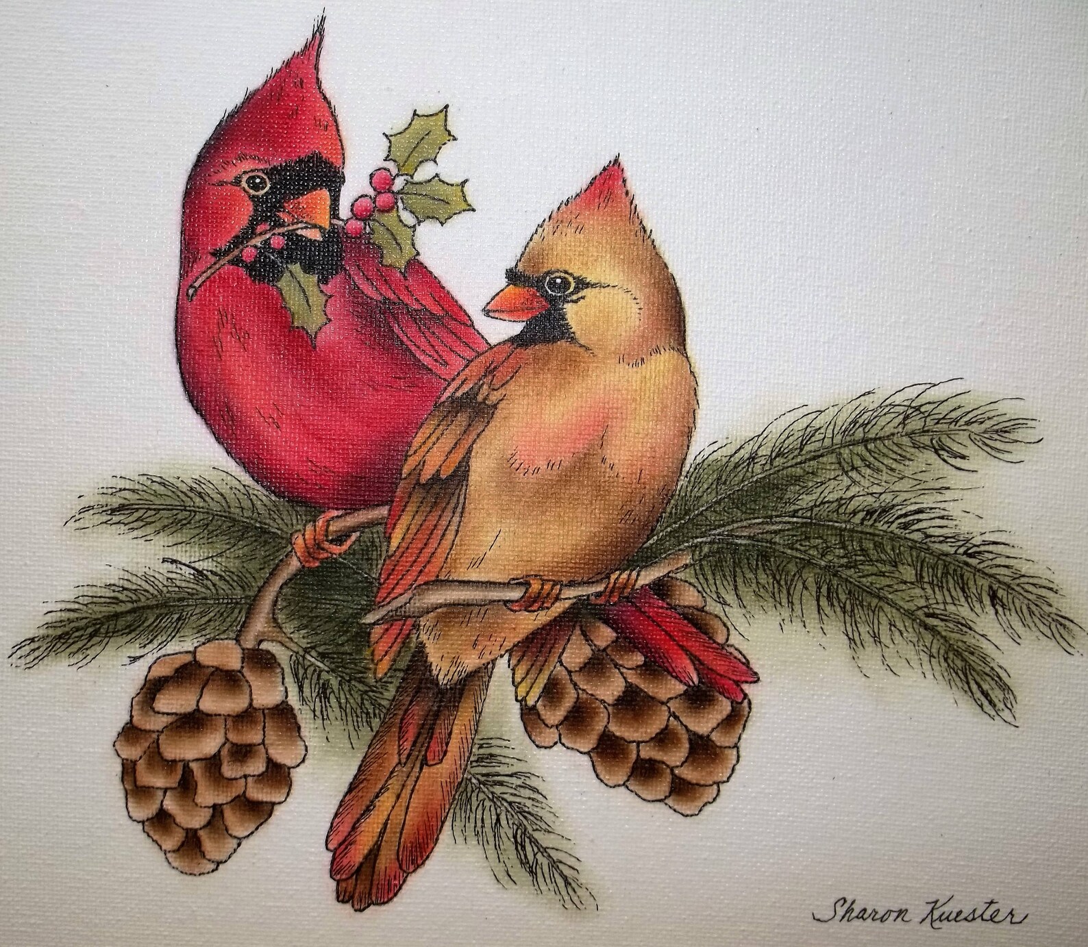 E PACKET Pen & Ink Oil Rouging - Cardinals Painting Pattern, Art Kit ...