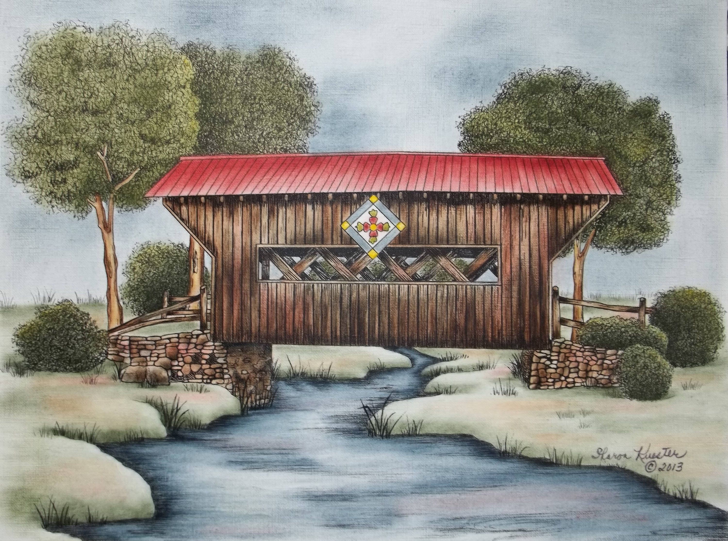 E PACKET Pen & Ink Oil Rouging - Bridge Painting Pattern, Art Kit ...