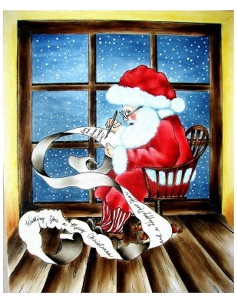 E PACKET Pen & Ink Oil Rouging - Santa Painting Pattern, Art Kit ...
