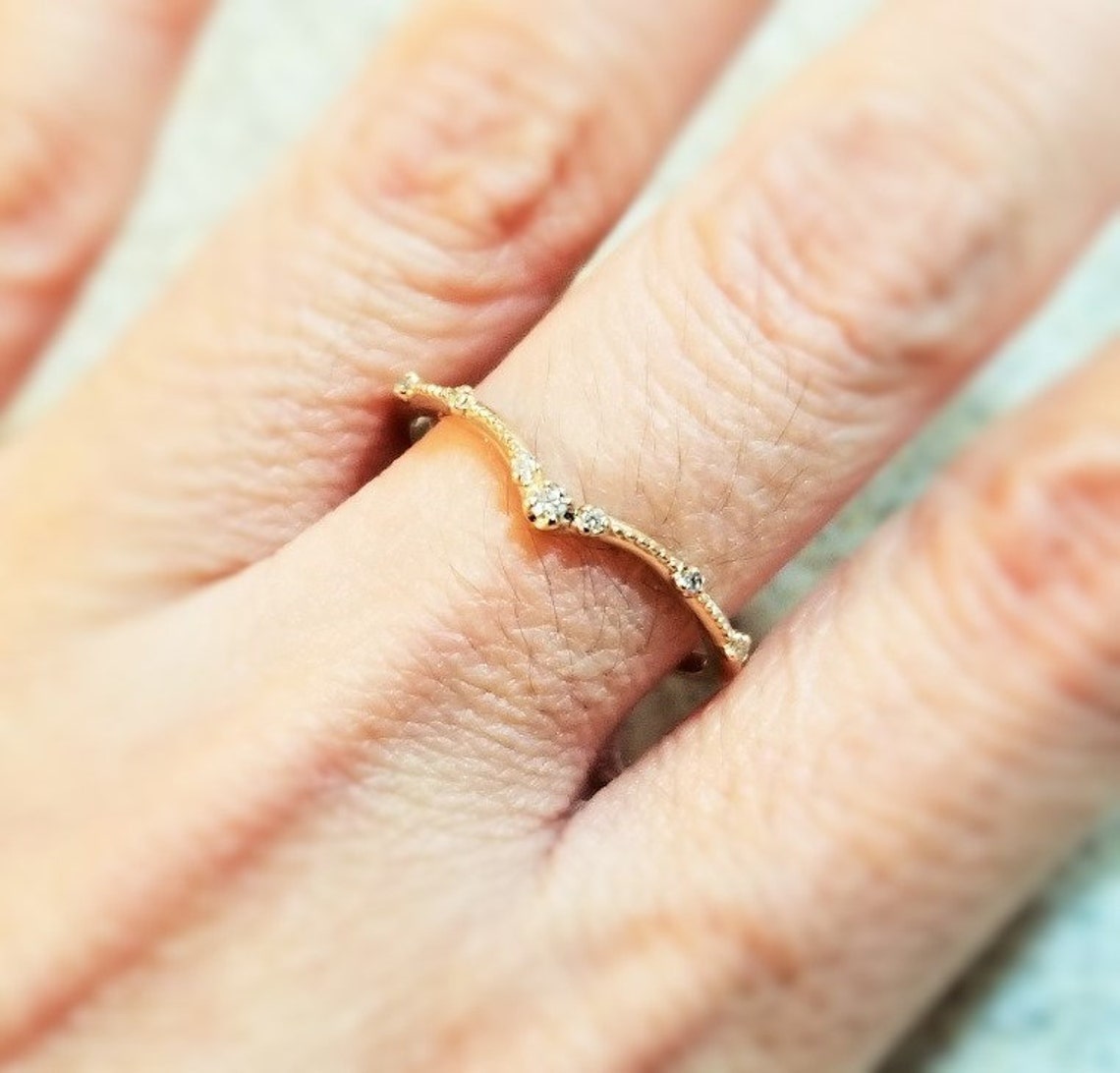 Womens Wedding Band Curved Band Stacking Ring Wedding Ring | Etsy