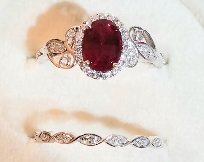 14k Gold, Ruby and White Sapphire Pendant, Chatham Ruby, July Birthstone, Fine Jewelry Pendant ...