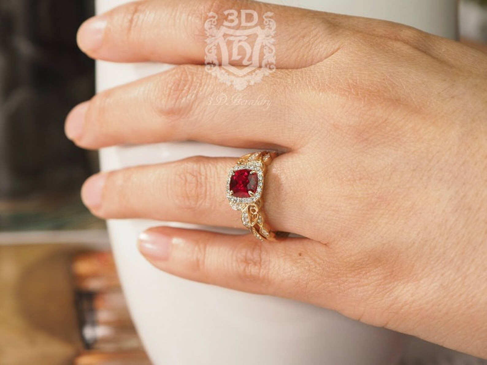 Ruby Engagement Ring Floral Engagement Ring With Natural - Etsy
