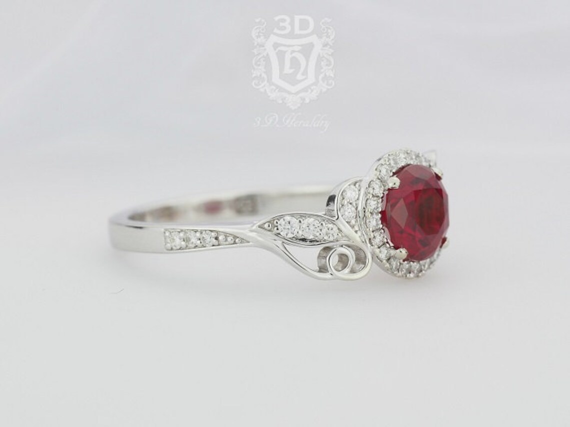 Ruby Engagement Ring Floral Engagement Ring With Natural | Etsy