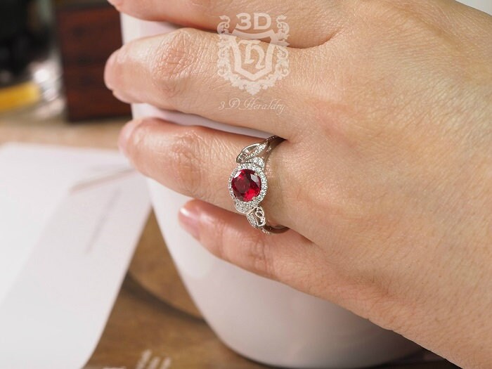 Ruby Engagement Ring Floral Engagement Ring With Natural | Etsy