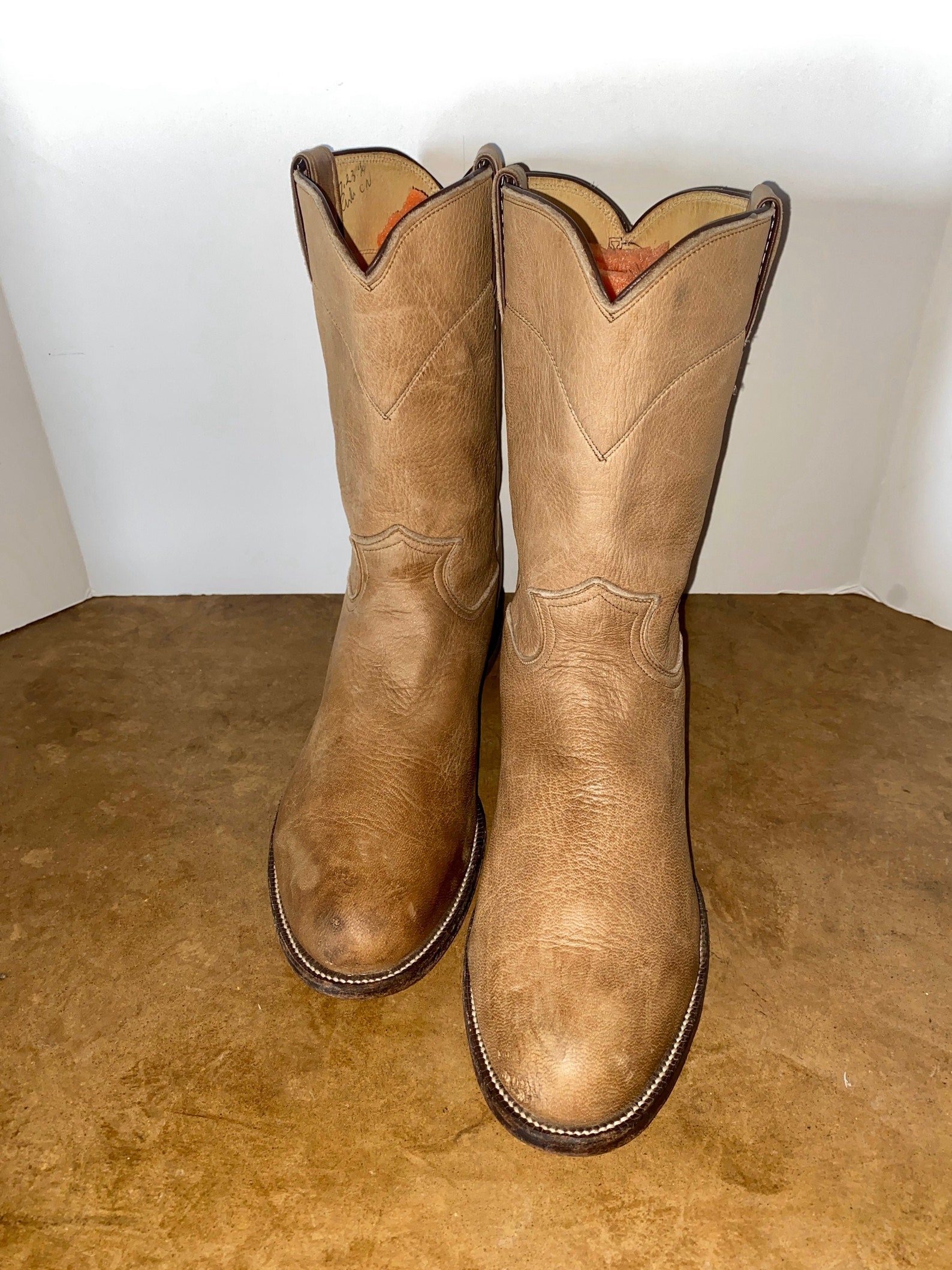 Vintage 1983 Justin Ropers Tan mens Cowboy Boots Untanned | Etsy