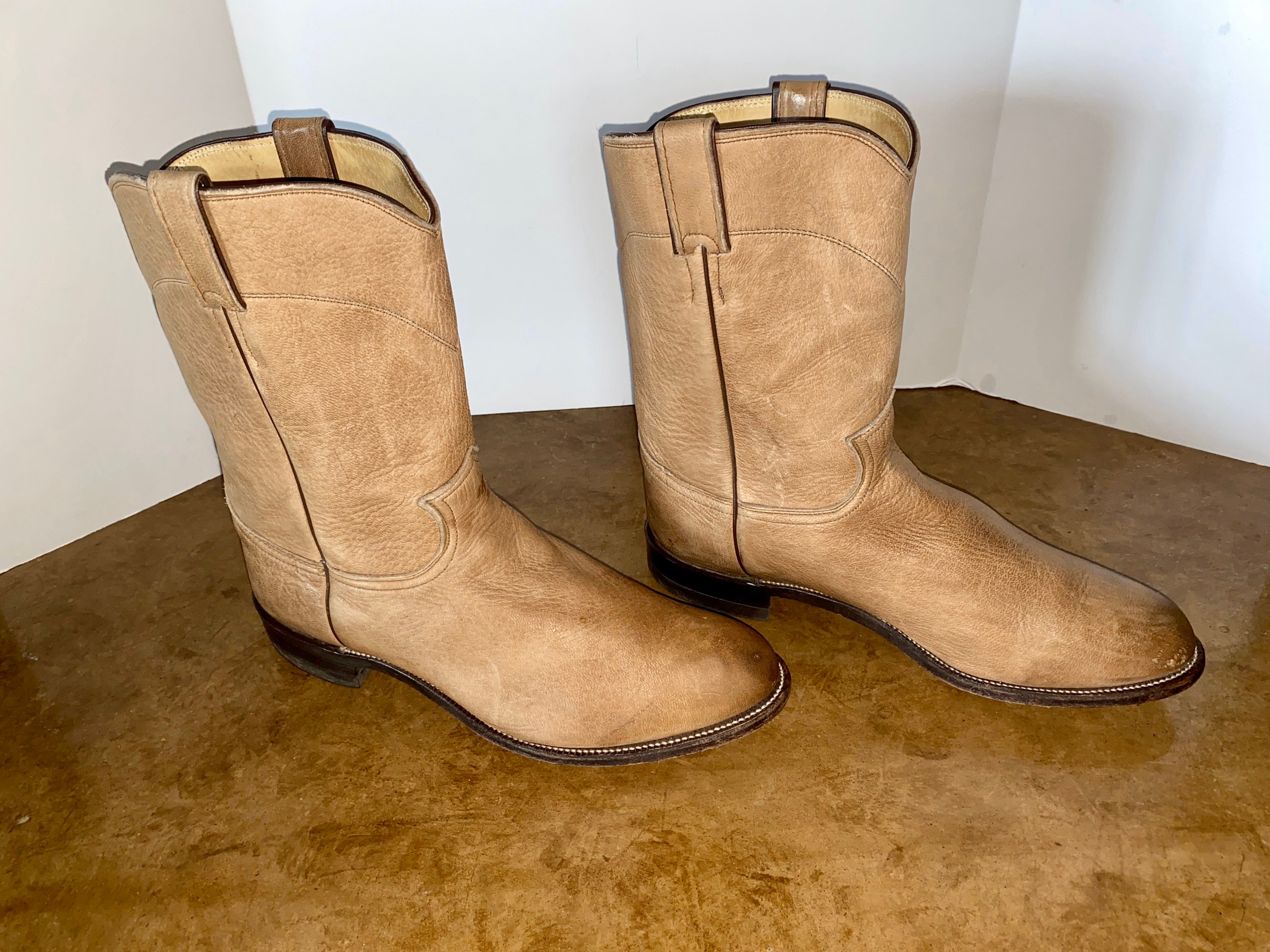 Vintage 1983 Justin Ropers Tan mens Cowboy Boots Untanned | Etsy