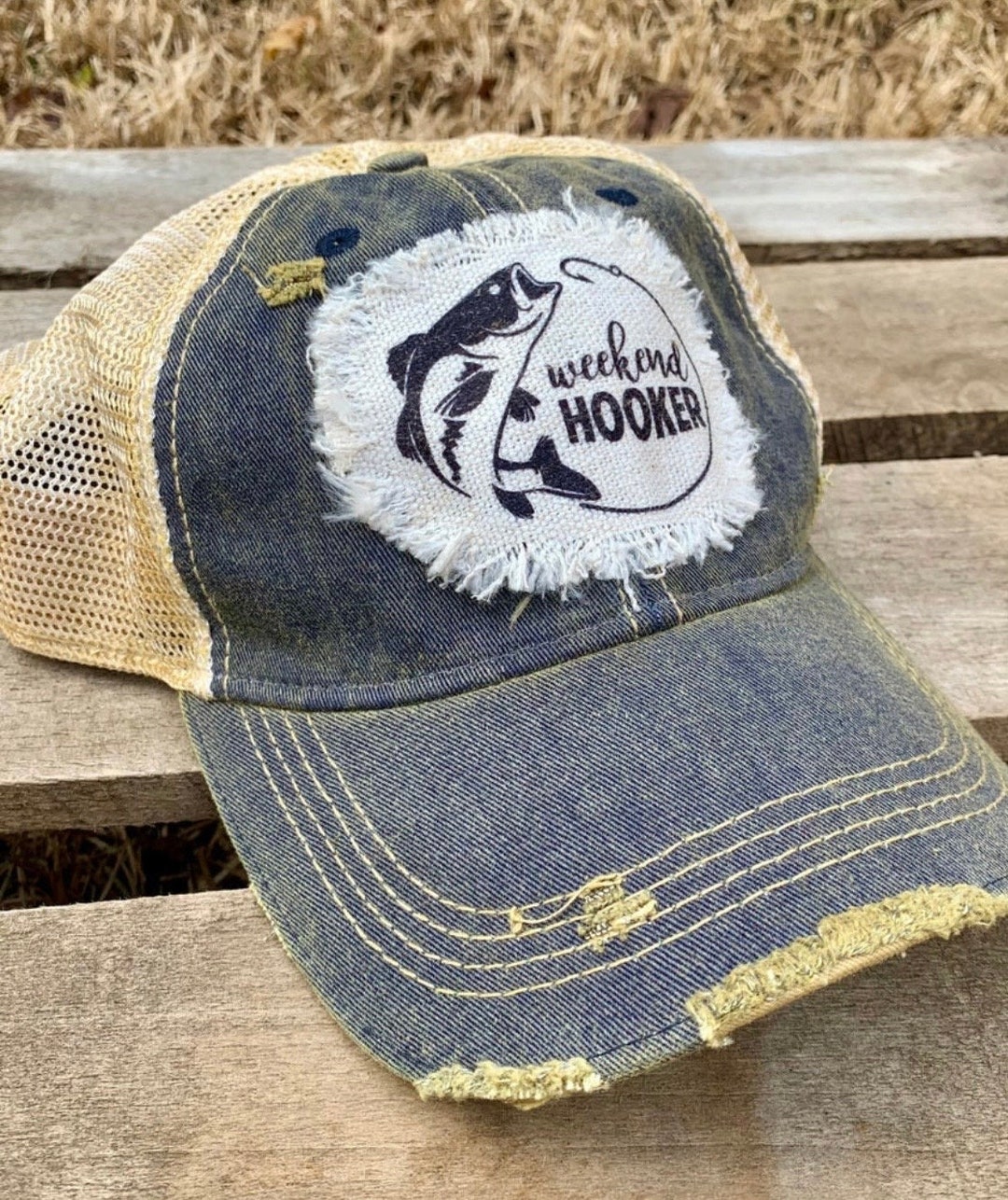 Women's Fishing Hat, Weekend Hooker Distressed Baseball Cap for Outdoor ...