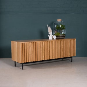 Fluted Oak Sideboard Oak Media Cabinet Oak TV Stand Oak - Etsy