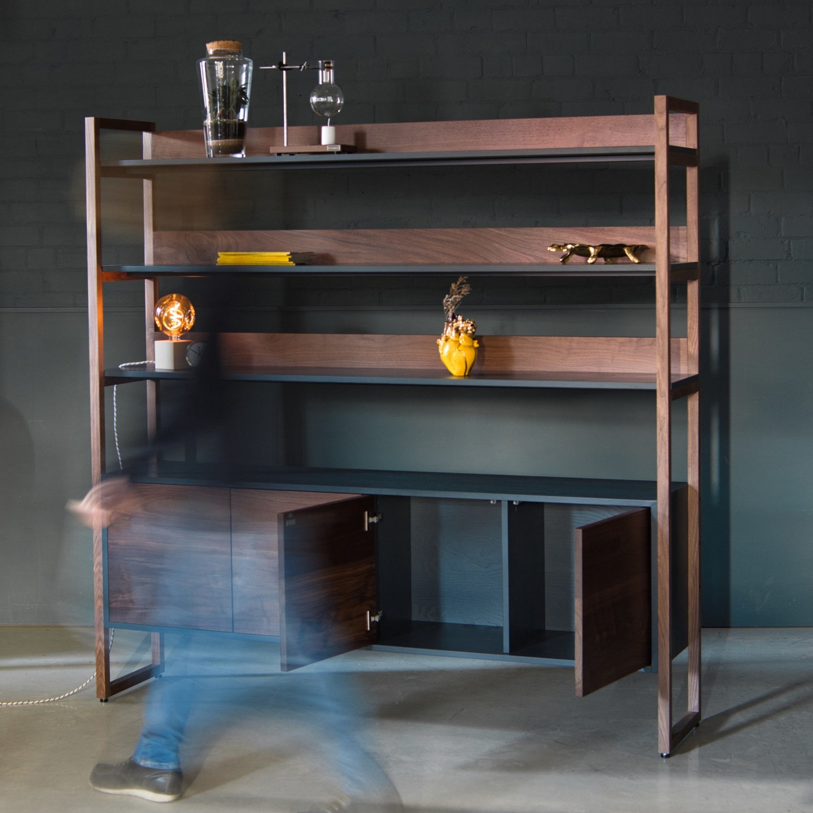 Walnut Shelving Unit Walnut Bookcase Walnut Storage Ari - Etsy