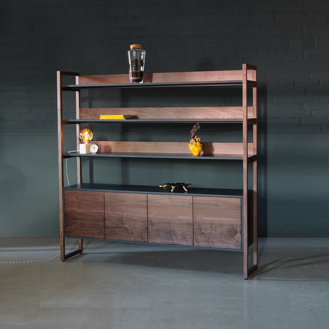 Walnut Shelving Unit, Walnut Bookcase, Walnut Storage, Ari - Etsy