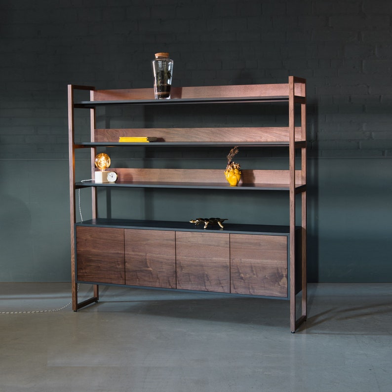 Walnut Shelving Unit Walnut Bookcase Walnut Storage Ari - Etsy