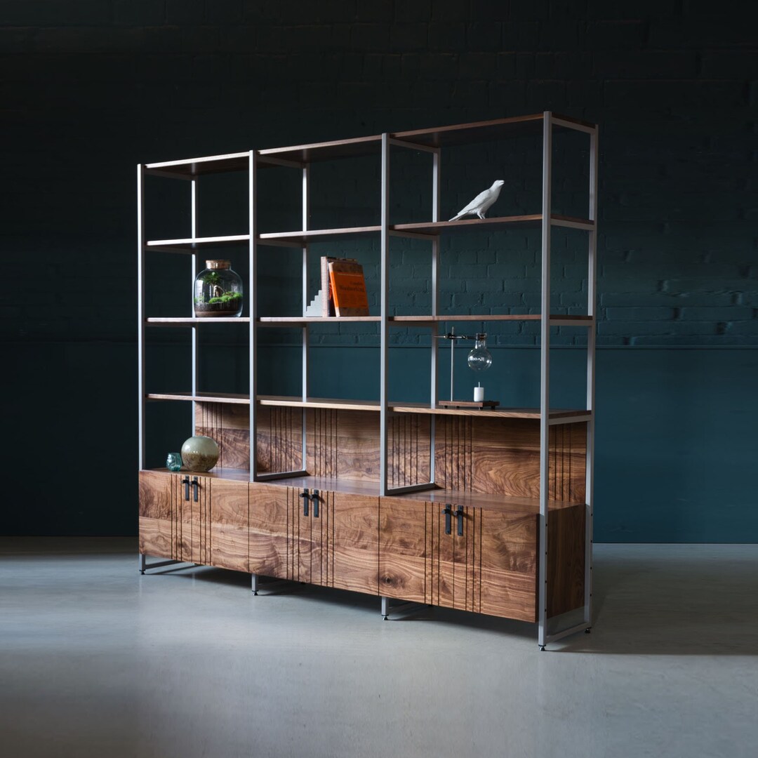 Walnut Shelving Unit, Walnut Bookcase, Walnut Storage, Novo - Etsy