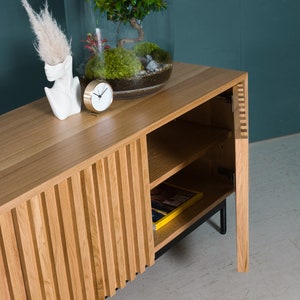 Fluted Oak Sideboard Oak Media Cabinet Oak TV Stand Oak - Etsy