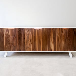 Walnut Media Unit White Walnut TV Stand Storage Unit - Etsy UK