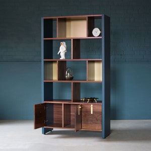 Walnut Bookcase, Walnut Shelving Unit, Walnut Storage, Aeris - Etsy UK