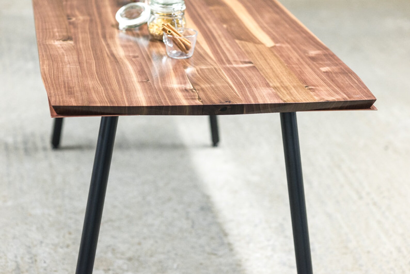 Walnut Dining Table Copper Accents Modern Industrial - Etsy